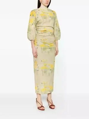 Bernadette Ezra Floral-print Midi Dress - Yellow