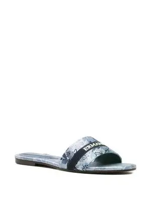 ERMANNO FIRENZE Floral-print Logo-tape Flat Sandals
