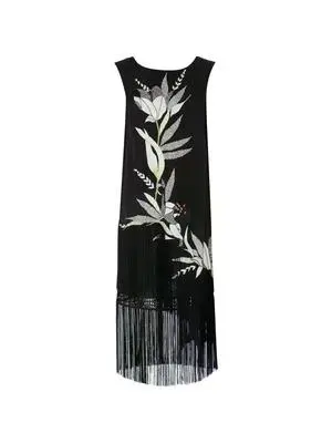 TEMPERLEY LONDON Madeline Floral-embroidered Fringed Mini Dress - Black