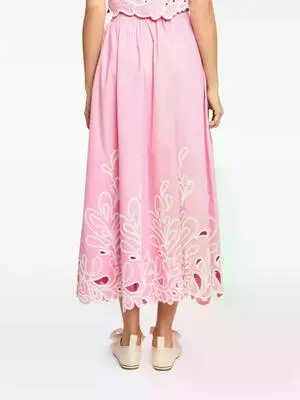 Cinq À Sept Espe Pailey Bloom Embroidered Flared Skirt - Pink