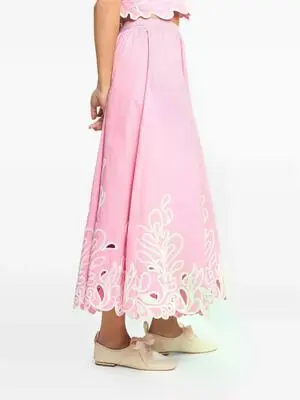 Cinq À Sept Espe Pailey Bloom Embroidered Flared Skirt - Pink