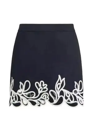 Cinq À Sept Bonnie Paisley-embroidered Skort - Blue