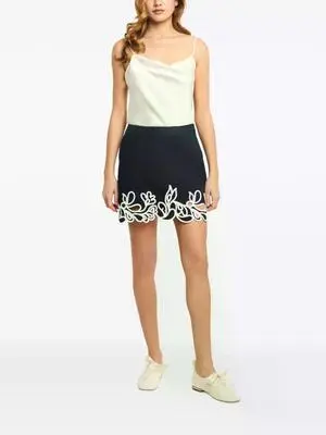 Cinq À Sept Bonnie Paisley-embroidered Skort - Blue
