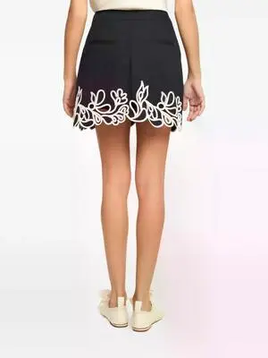 Cinq À Sept Bonnie Paisley-embroidered Skort - Blue