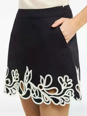 Cinq À Sept Bonnie Paisley-embroidered Skort - Blue