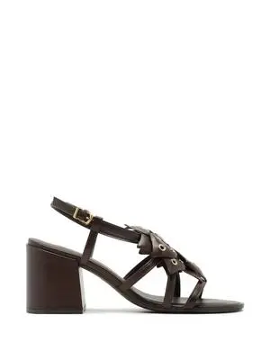 AREZZO Eyelet-embellished Slingback Sandals - Brown