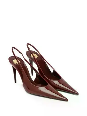 Saint Laurent Guermantes Leather Slingback Pumps - Red