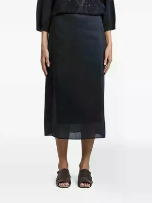 Peserico Silk Linen Side-slit Skirt - Blue