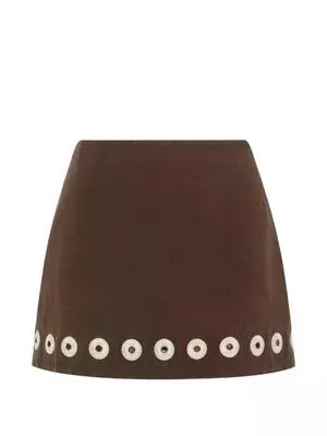 ALEMAIS Eyelet-embellished Denim Mini Skirt - Brown