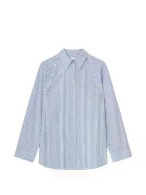 Nanushka Button-off-shoulder Striped Shirt