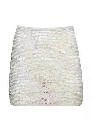 Calle Del Mar Daisy Chain Crochet Knit Skirt - Neutrals