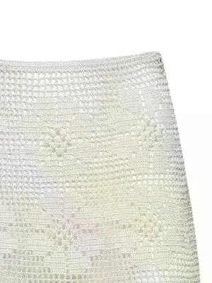 Calle Del Mar Daisy Chain Crochet Knit Skirt - Neutrals