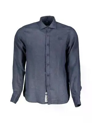 LA MARTINA Logo-embroidered Linen Shirt - Blue