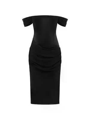 Alex Perry Off-shoulder Draped Midi Dress