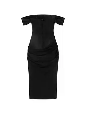 Alex Perry Off-shoulder Draped Midi Dress