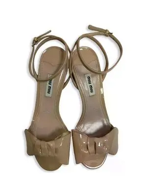 Miu Miu Bow-embellished Ankle Strap Sandals