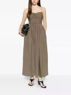 Matteau Gathered Bodice Dress - Brown