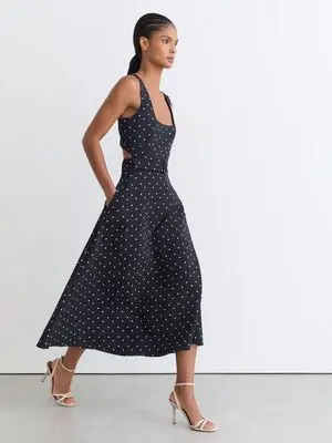 REISS Orielle Polka Dot-print Belted Midi Dress