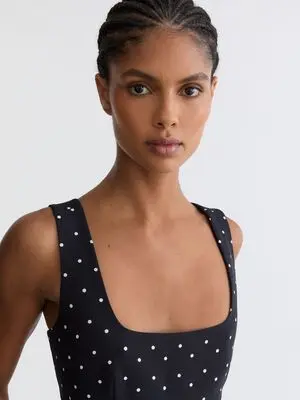 REISS Orielle Polka Dot-print Belted Midi Dress