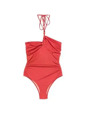 Anjuna Bead-embellished Ruched Swimsuit - Red