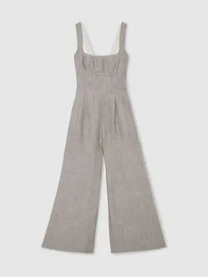 REISS Flora Linen Structured Wide-leg Jumpsuit