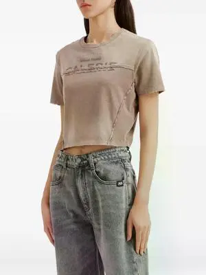 MUSIUM DIV. Logo-print Cut-out T-shirt - Neutrals