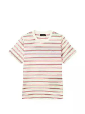 TOUT A COUP Striped T-shirt With Embroidered Logo - Neutrals