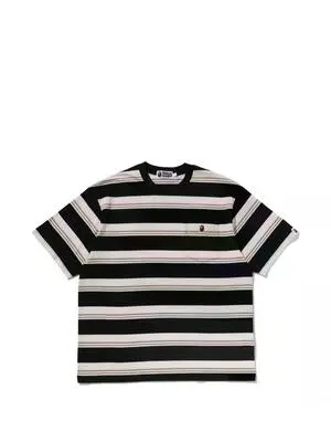 A BATHING APE Striped Pocket T-shirt - Black