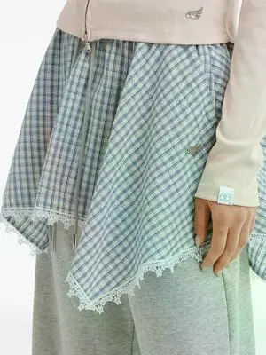 MINI CREAM Check-print Layered Track Pants