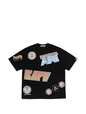 A BATHING APE Glitter-effect Logo-patch T-shirt - Black