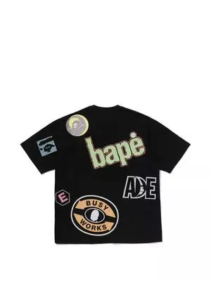 A BATHING APE Glitter-effect Logo-patch T-shirt - Black