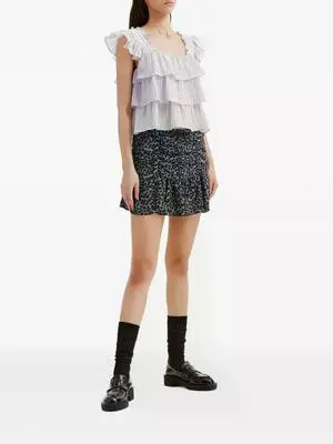 B+AB Leopard-print Ruffled Mini Skirt - Black