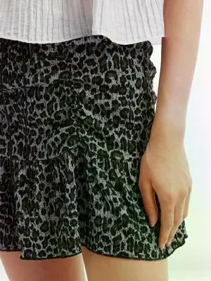 B+AB Leopard-print Ruffled Mini Skirt - Black
