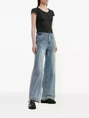 TOUT A COUP Lace-trim Striped Top