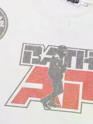A BATHING APE Glitter-effect Logo-print T-shirt - White