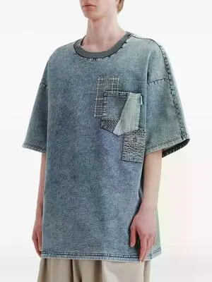 MUSIUM DIV. Patchwork-detail Acid-wash T-shirt - Blue