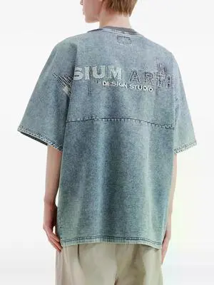 MUSIUM DIV. Patchwork-detail Acid-wash T-shirt - Blue