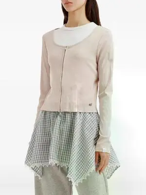 MINI CREAM Ribbed Zip-up Sweater