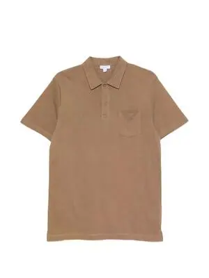 Sunspel Riviera Pocket Polo Shirt - Brown