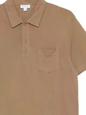 Sunspel Riviera Pocket Polo Shirt - Brown