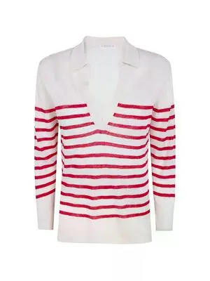 Majestic Filatures Striped V-neck Sweater