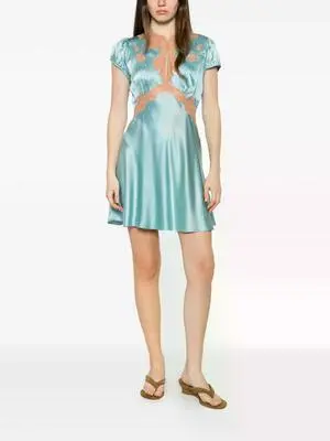 DÔEN Junia Lace-trimmed Mini Dress - Blue