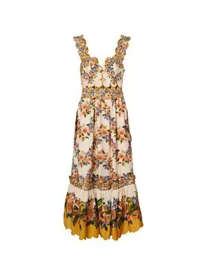 Farm Rio Floral-print Scalloped Dress