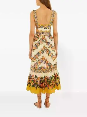 Farm Rio Floral-print Scalloped Dress