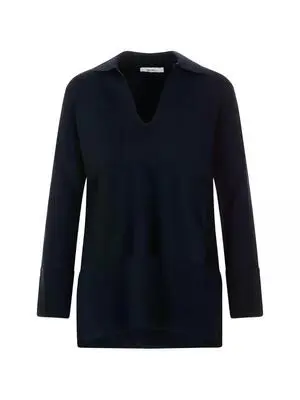 Max Mara Embroidered Logo V-neck Polo Sweater