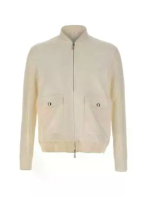 Eleventy Knitted-sleeve Zip-up Jacket