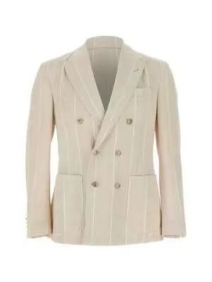 Eleventy Striped Double-breasted Blazer - Neutrals