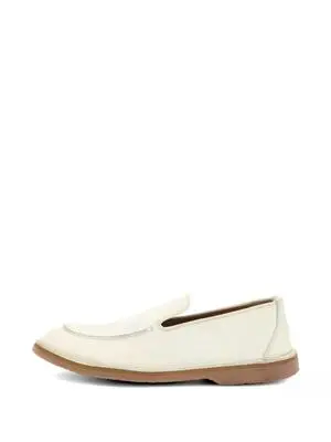 Boggi Milano Tumbled Leather Loafers With Natural Rubber Soles