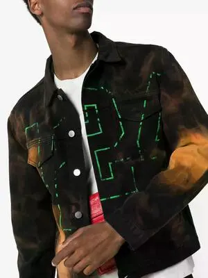 424 Logo Embroidered Ombre Effect Denim Jacket