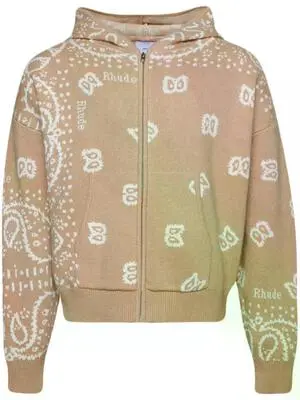 Rhude Bandana Knit Zip-front Hoodie